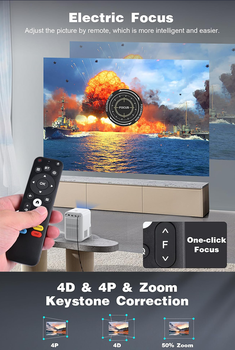 Mini Projector for Phone Portable Android Smart Projector Bluetooth ...