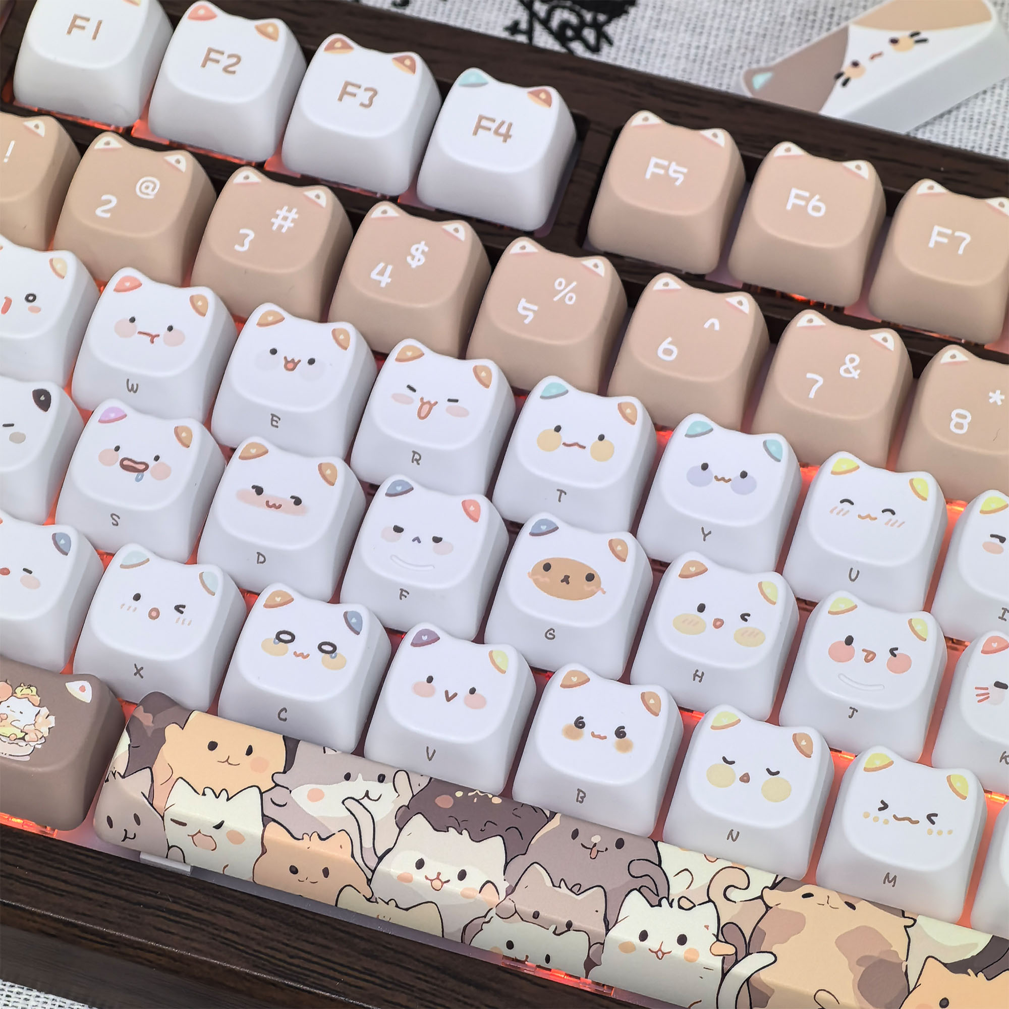 Black Cat Keycaps MAO Profile Five Sides Sublimation Side Engraved ...