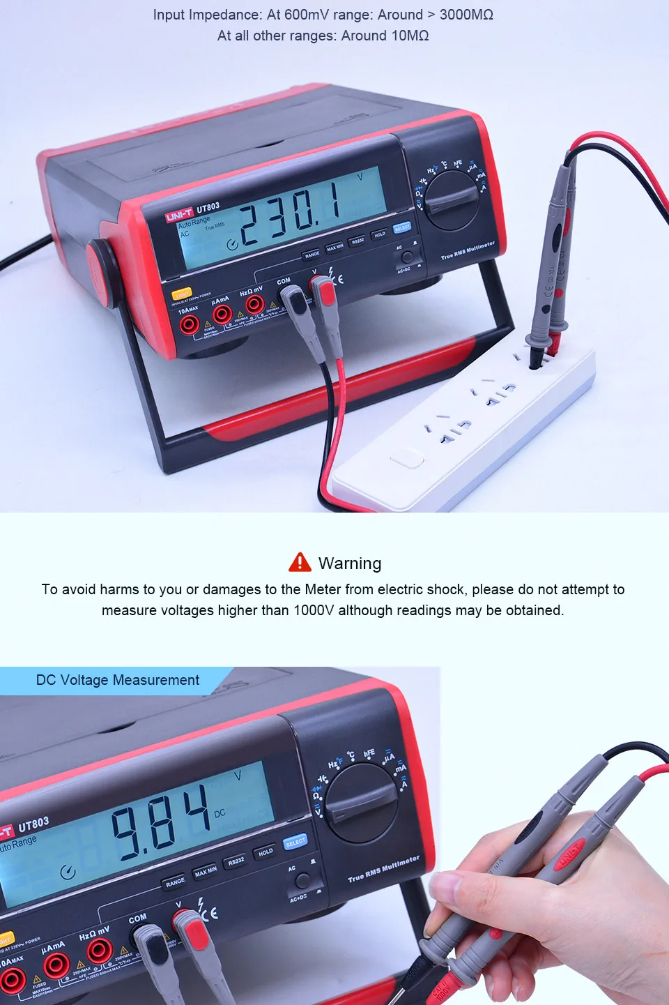 UNI-T UT803 Digital Desktop Multimeter 5999 Counts Volt Amp Ohm ...