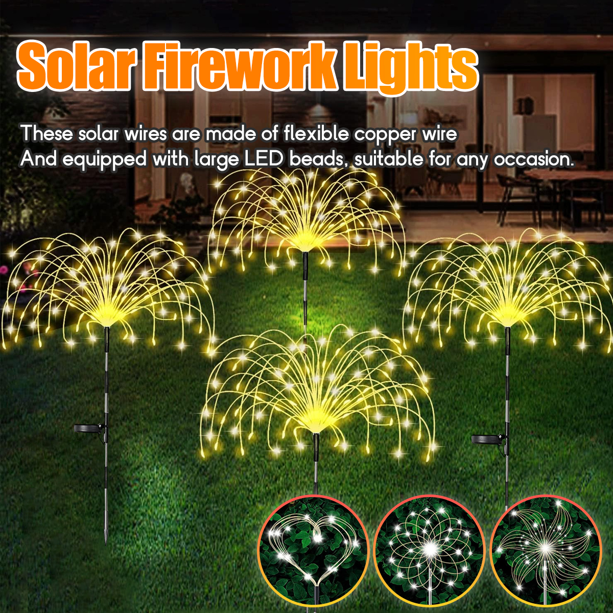 Solar Fireworks Lights Outdoor Garden Waterproof, Solar Fairy String ...