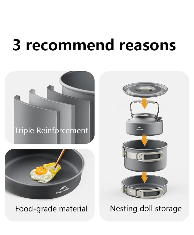Naturehike Camping Cookware Kit Outdoor Ultralight Aluminum Cooking Set ...