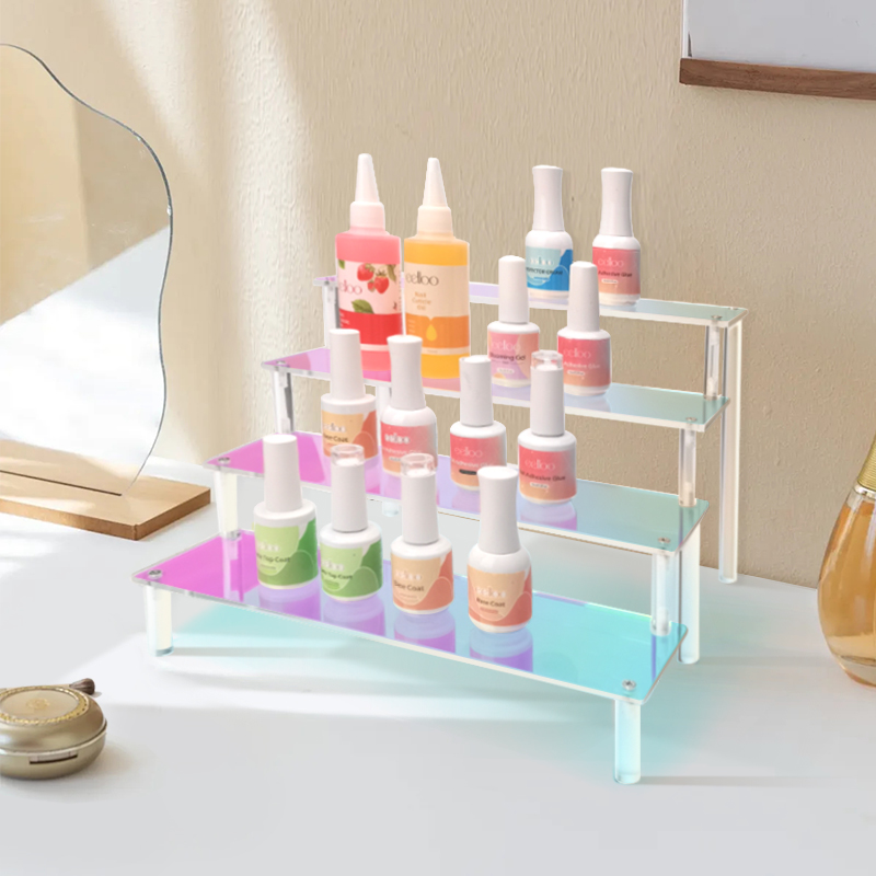Acrylic Display Rack Cosmetic Shelf Nail Polish Transparent Ladder ...
