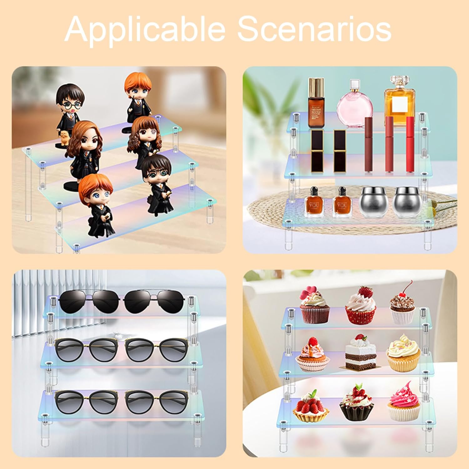 Acrylic Display Rack Cosmetic Shelf Nail Polish Transparent Ladder ...