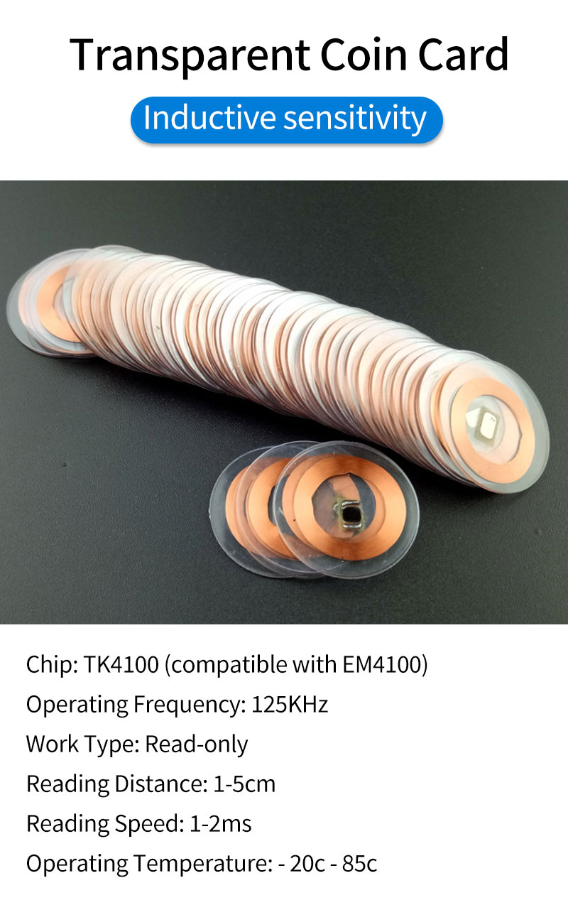 10 Pcs 125KHz EM4100 / 13.56Mhz M1 Coil Transparent Coin Card Read Only ...