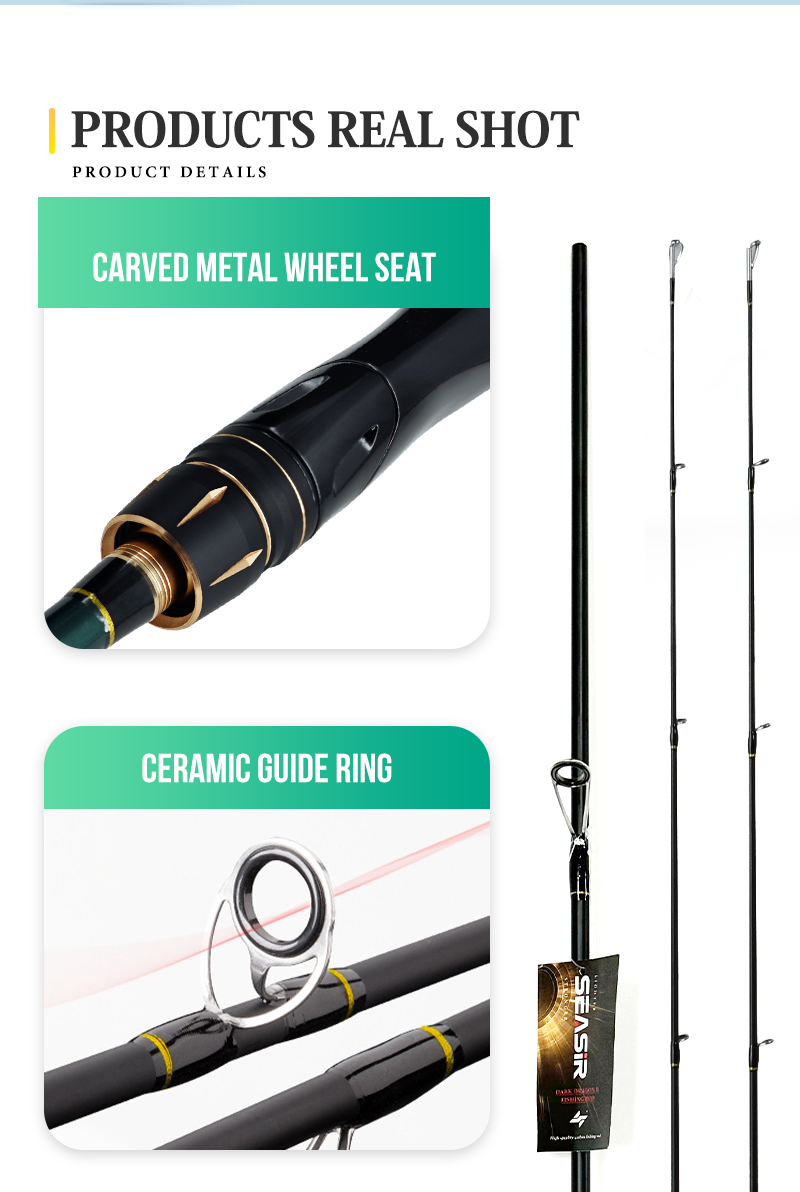 SEASIR Dark Dragon M/ML Two Rod Tips Spinning Baitcasting Fishing Rod Lure Carbon Fiber One ...