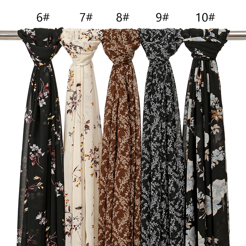 Jifang 180x70cm Flower Prints Floral Chiffong Long Pashmina Shawl Head ...