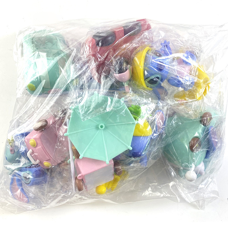 6Pcs/Set 9cm Anime Lilo & Stitch Figure Scrump Ugly Girl Gold Stitch ...