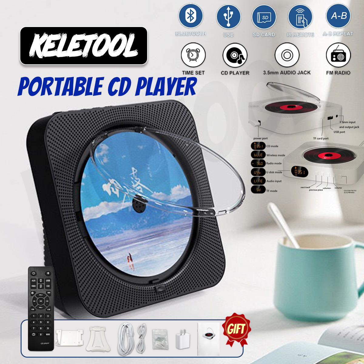 dvd player cd player Wall Mounted CD Player With Bluetooth Remote ...