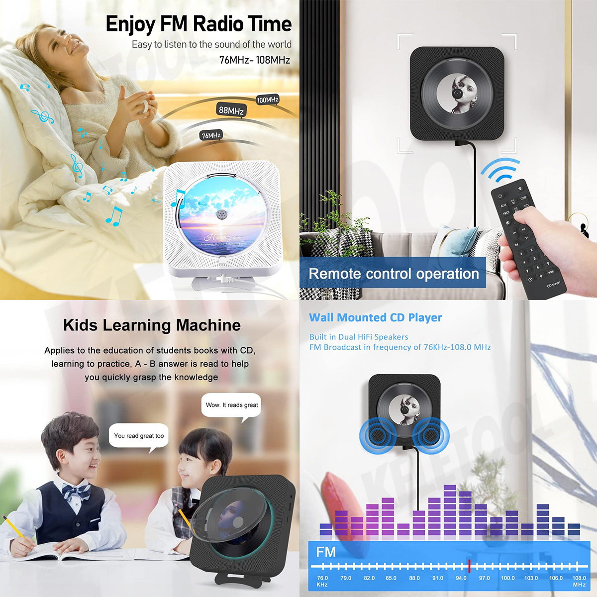 dvd player cd player Wall Mounted CD Player With Bluetooth Remote ...