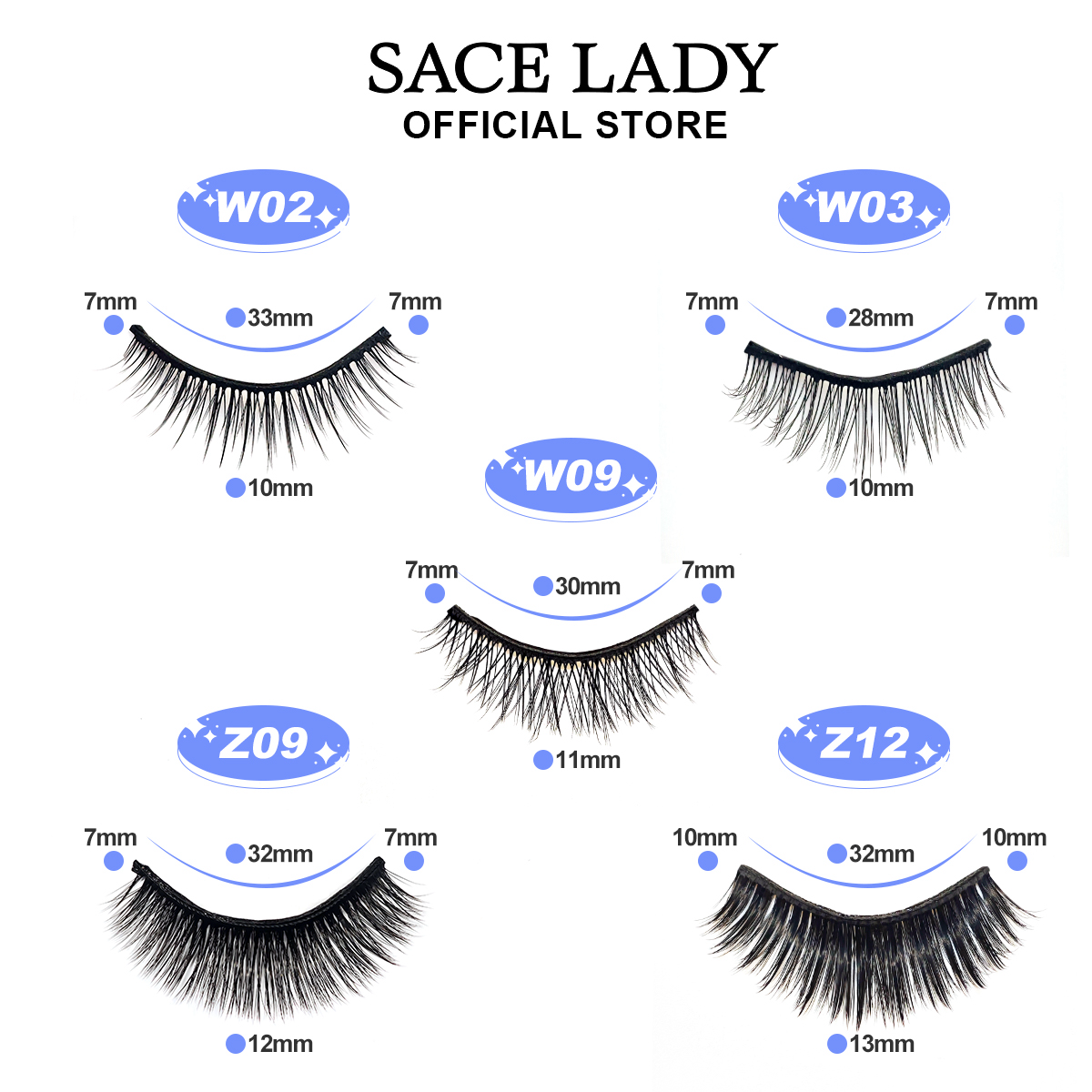 SACE LADY Fake Eyelashes Easy to Wear without Glue Reusable Natural ...