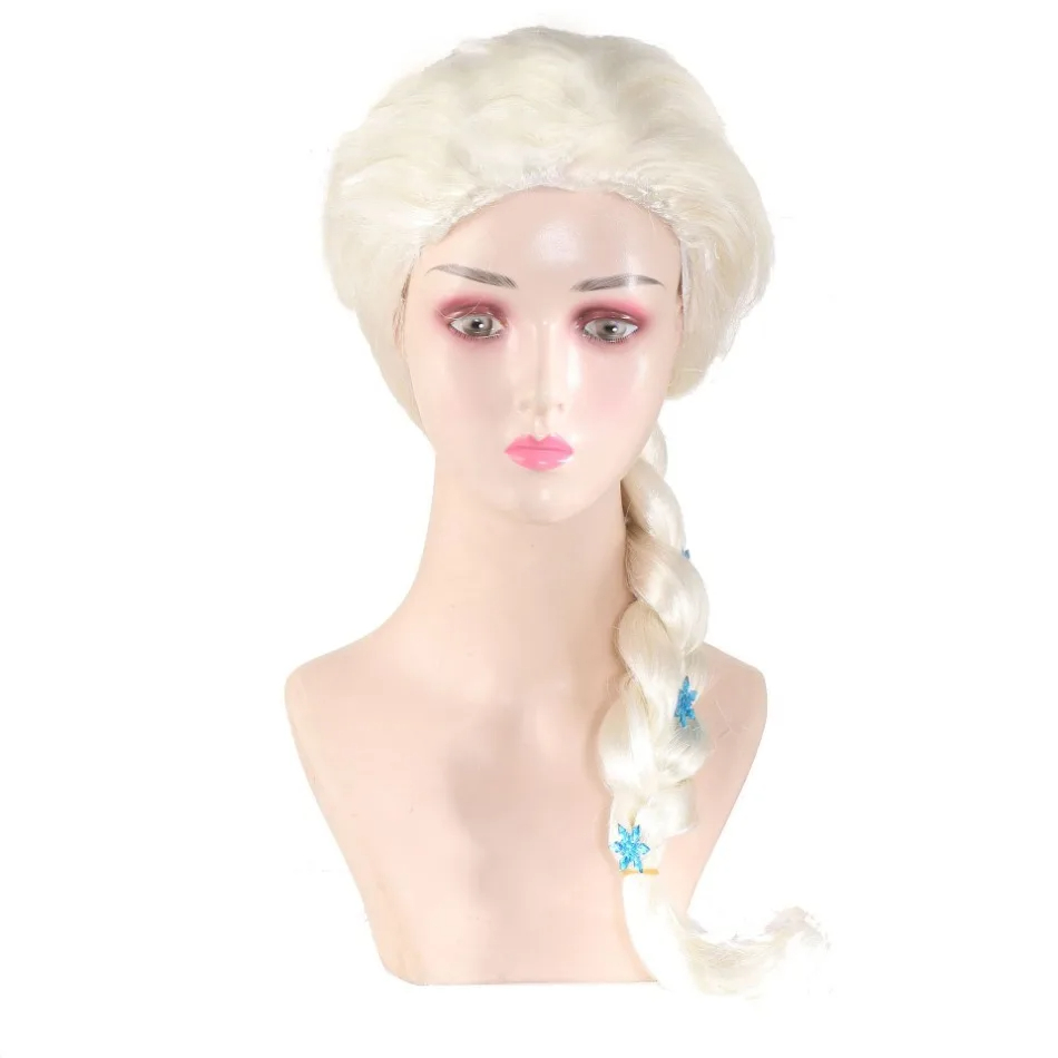 Princess Girls Elsa Cosplay Wig Cute Snow Queen Dress Up Briad Elsa ...