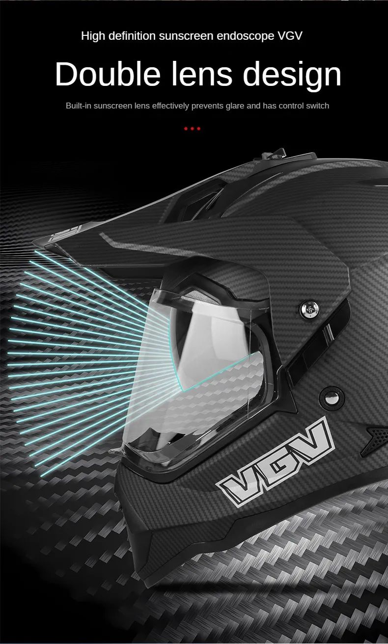 Vgv Motorcycle Helmet 100% Genuine Guarantee Off-Road Tension Helmet Four Seasons Unisex ...