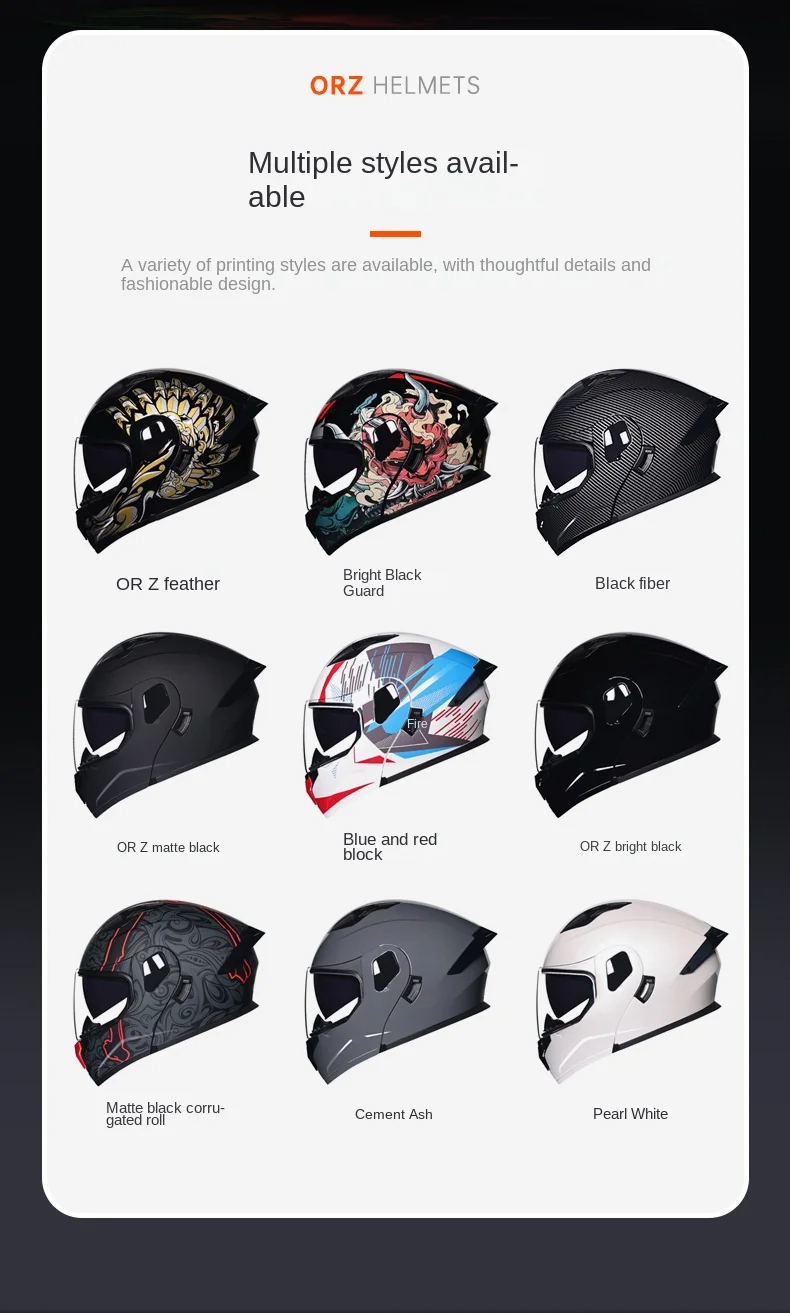 New ORZ motorcycle faceless helmet with dual lenses, full helmet, male ...