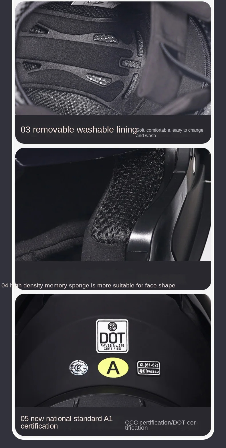 New ORZ motorcycle faceless helmet with dual lenses, full helmet, male ...