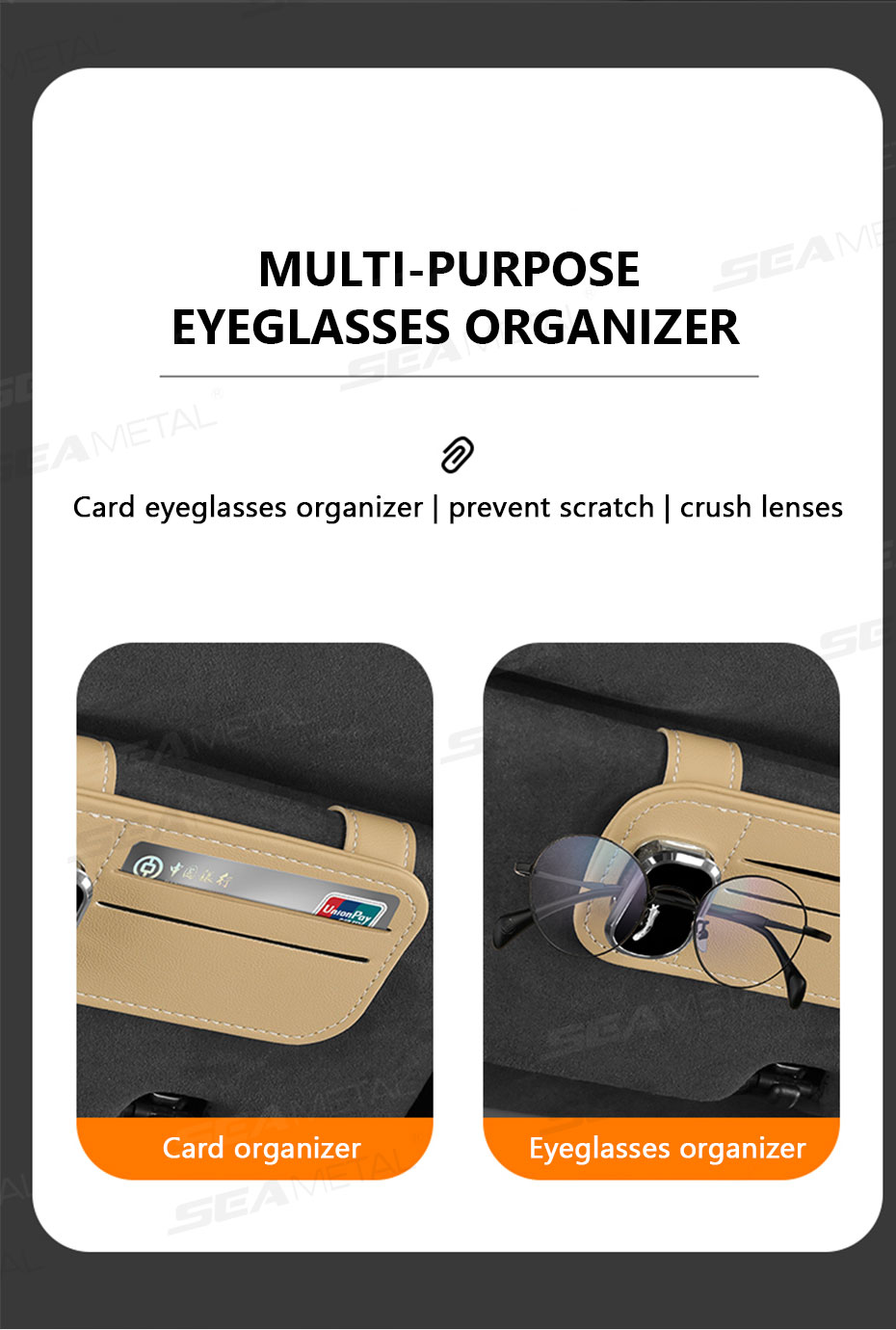 SEAMETAL Car Sunglasses Clip Card Holder Universal Anti-scratch Car Sun ...