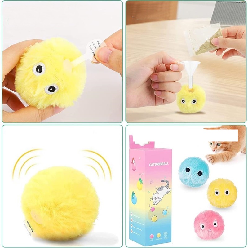 Smart Cat Toys Interactive Ball Plush Electric Catnip Training Toy 3 ...