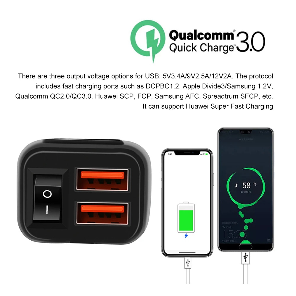PD QC3.0 Motorcycle USB Fast Cellular Charger Waterproof Type C Port ...