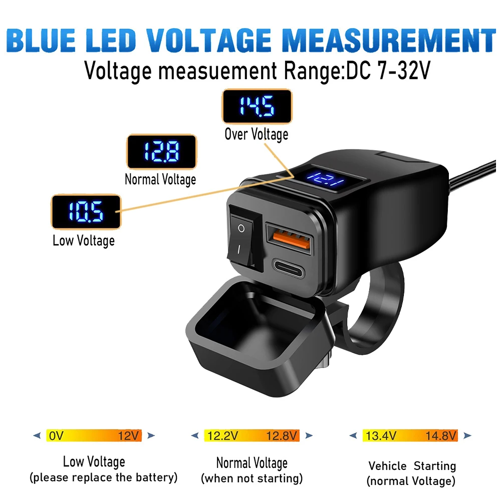 PD QC3.0 Motorcycle USB Fast Cellular Charger Waterproof Type C Port ...