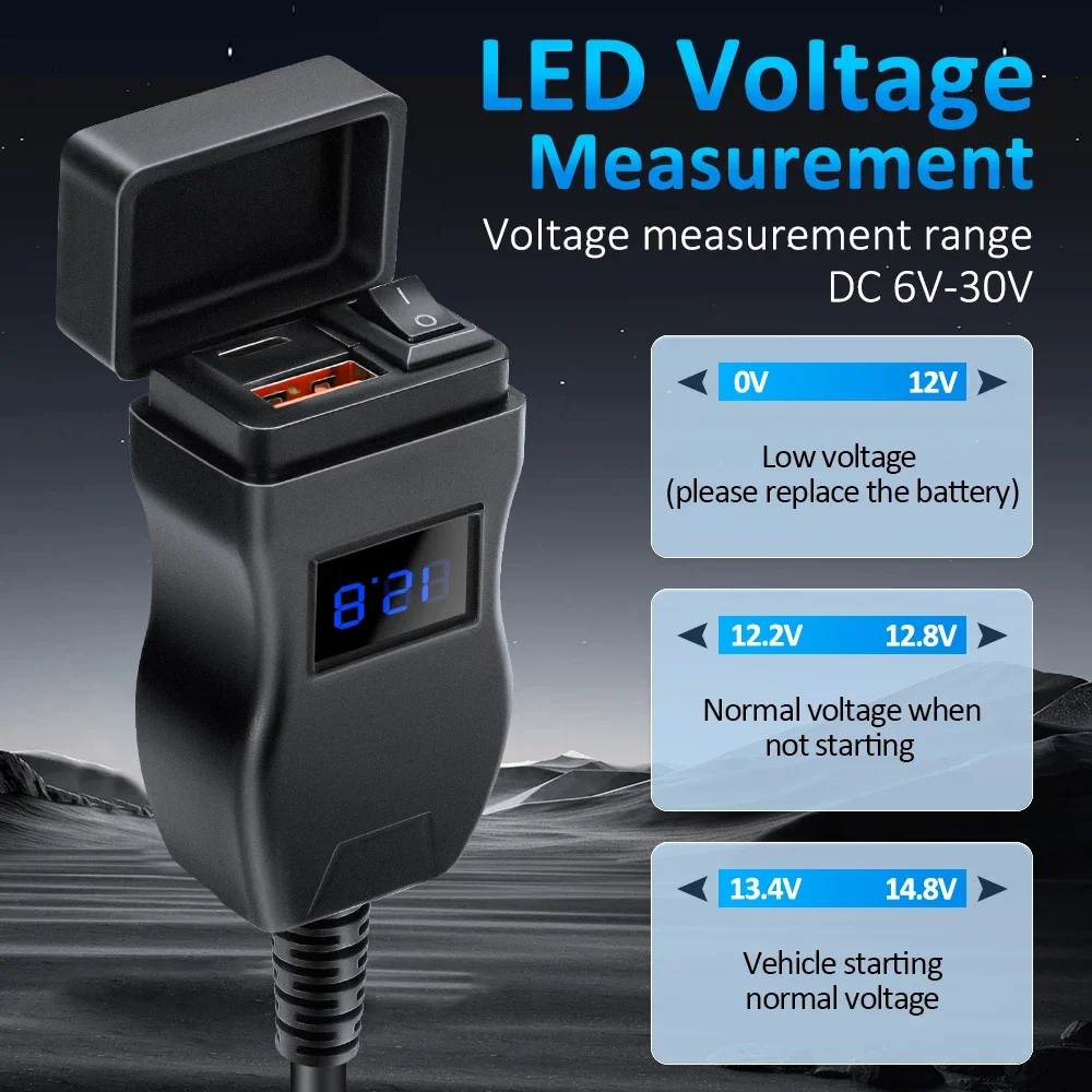 PD QC3.0 Motorcycle USB Fast Cellular Charger Waterproof Type C Port ...