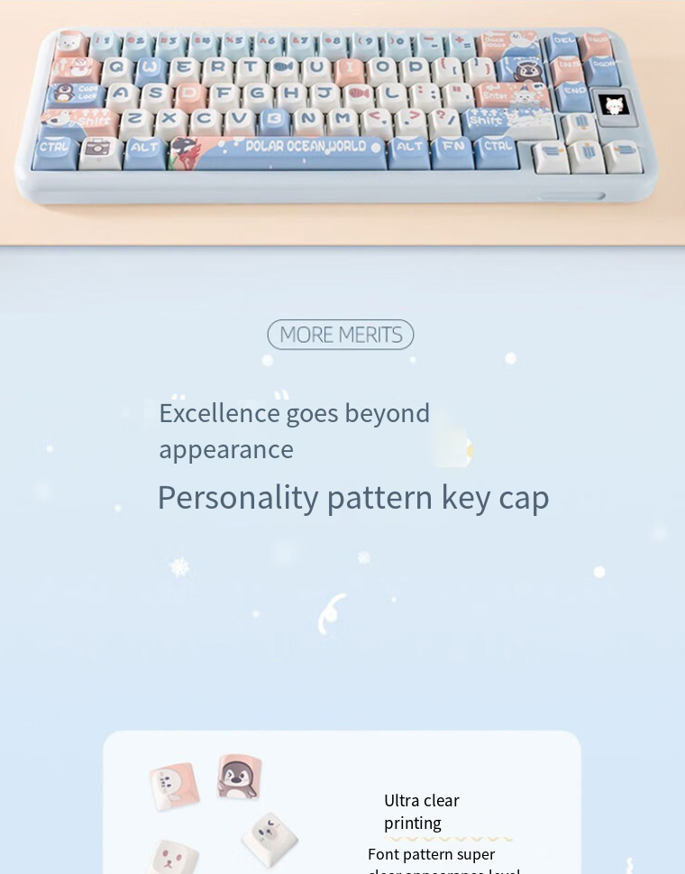 CoolKiller polar Theme Key Cap 61/68/75/87/98/104 key PBT thermal ...