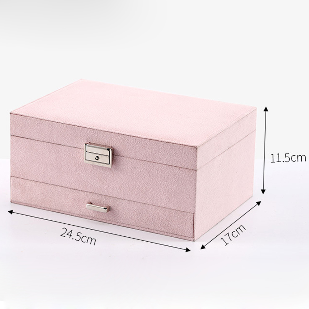 Large 3 Layers Vintage Velvet Jewelry Storage Box With Lock And Drawer ...