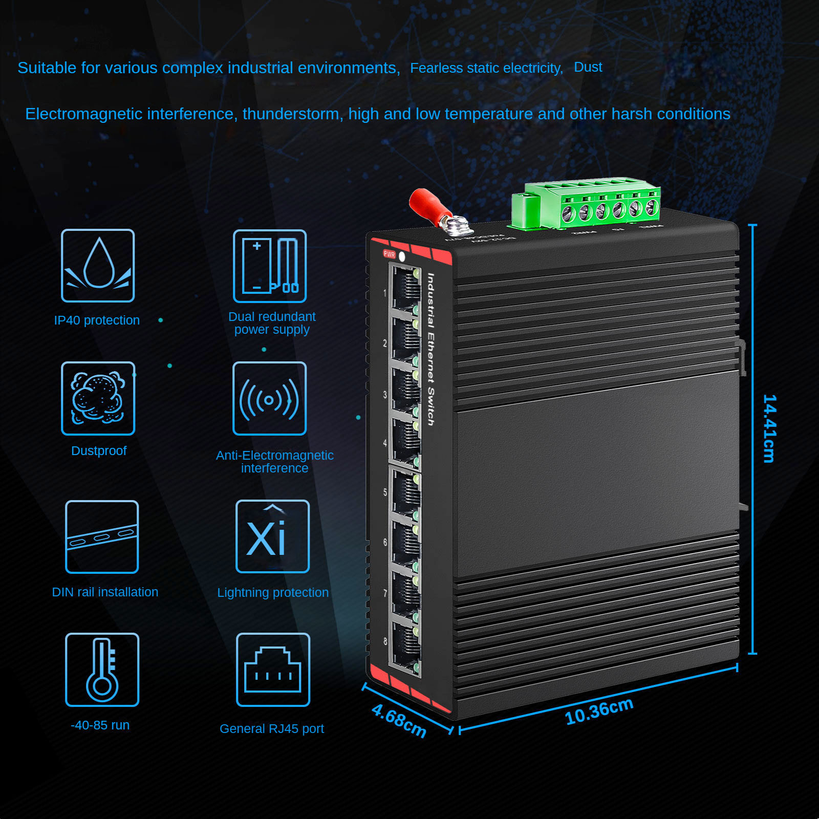 Gigabit Industrial Grade Ethernet Switch Unmanaged DIN Rail Type Switch ...
