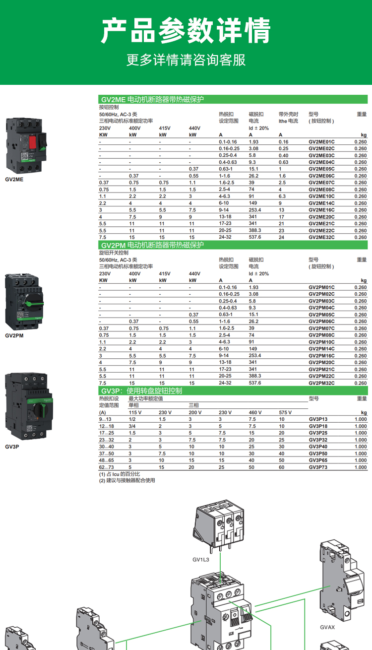 Schneider GV2ME01 Motor Motor Circuit Breaker GV2ME GV2ME04 GV2ME06 ...