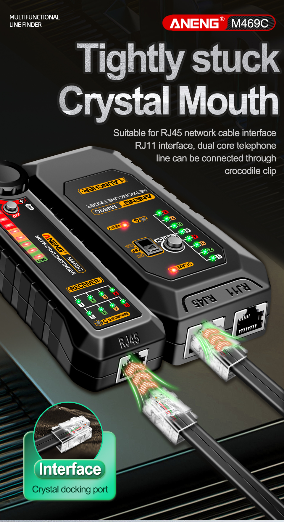 ANENG M469C Multifunction Network Cable Finder RJ45 RJ11 LAN Cable ...