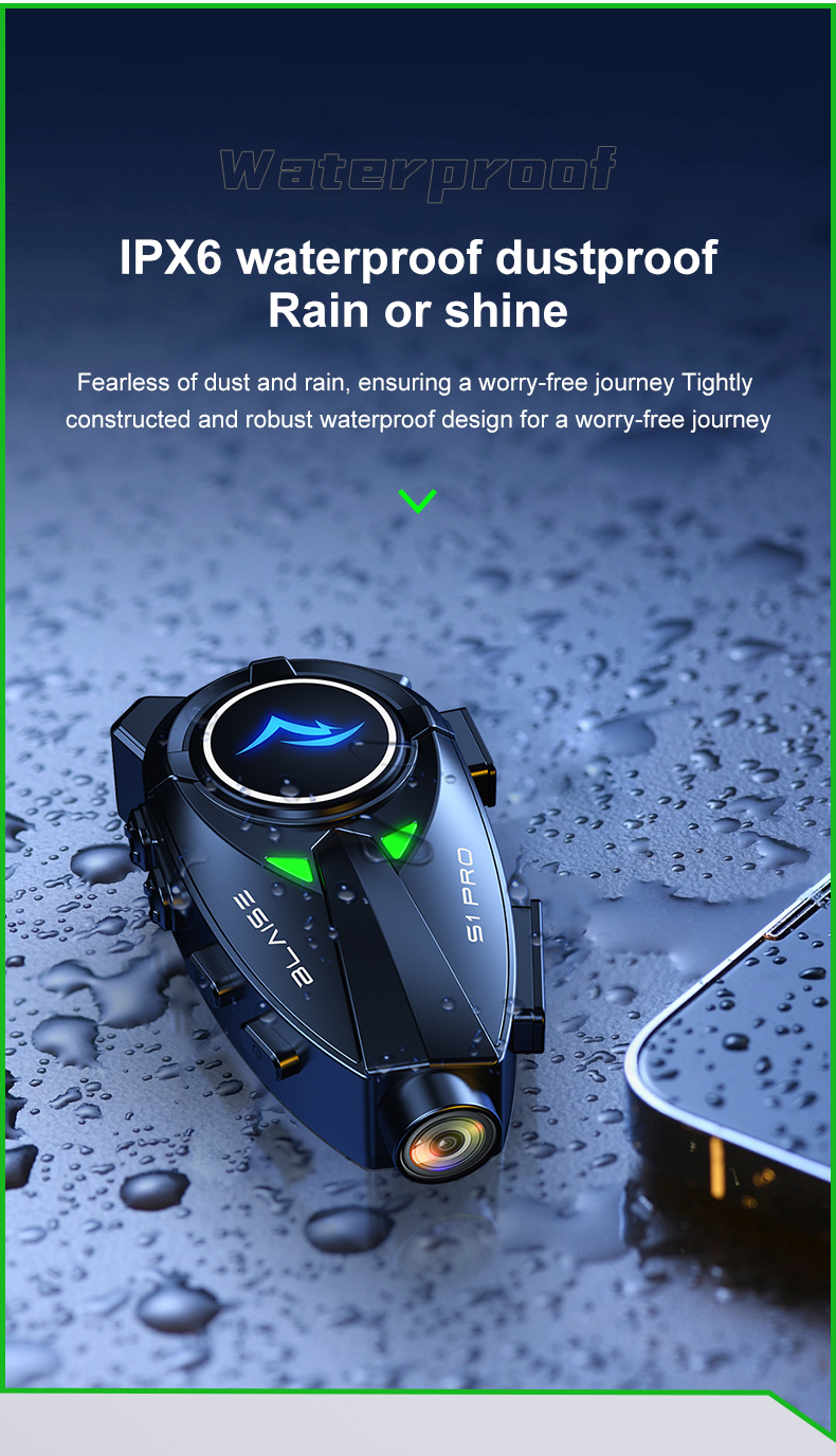 Blaise Intercom Headset S1 PRO Dash Cam for motorcycle Waterproof 360 ...