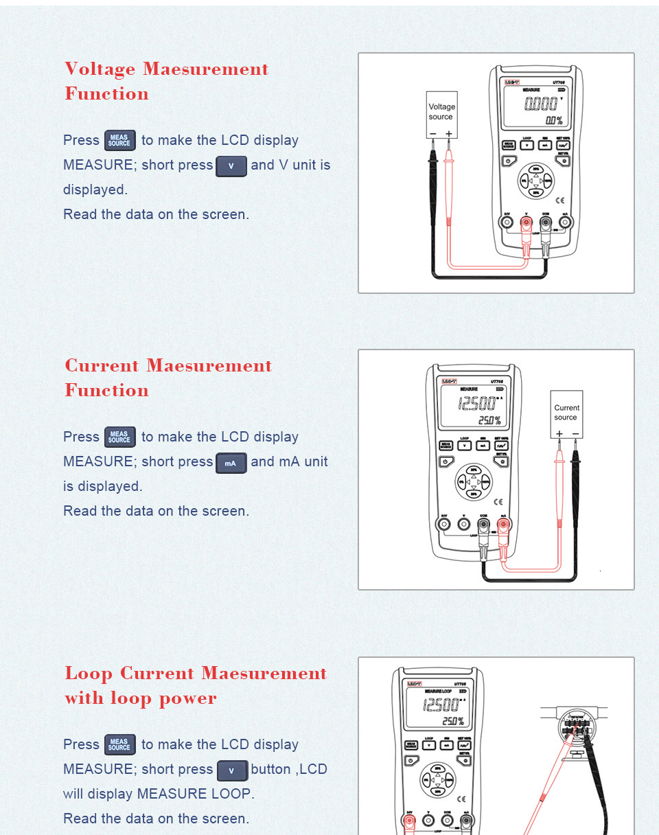 UNI-T UT705 Handheld Single Function Loop Calibrator DC Voltage/Current ...
