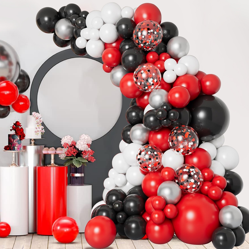 114pcs Deep Black Red Gothic Balloons Halloween Confetti Balloons Set ...