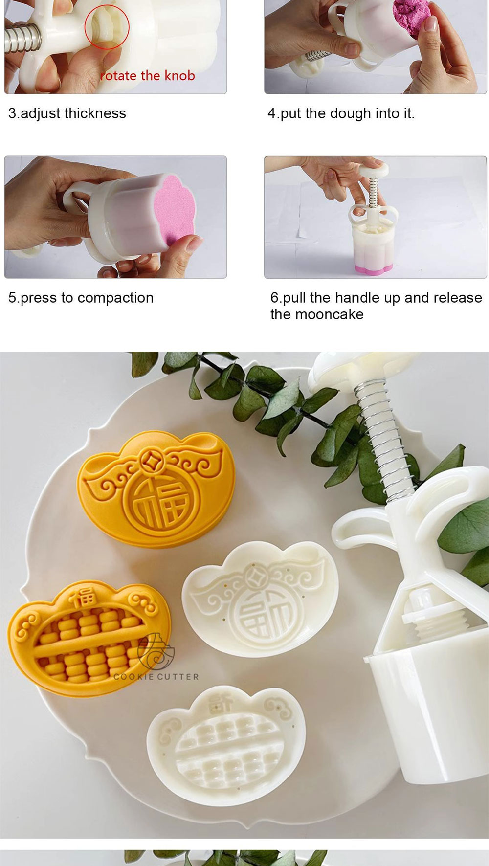 2Pcs/Set 30g 75g Chinese Ingot Shape Moon Cake Press Mold Abacus Cookie ...
