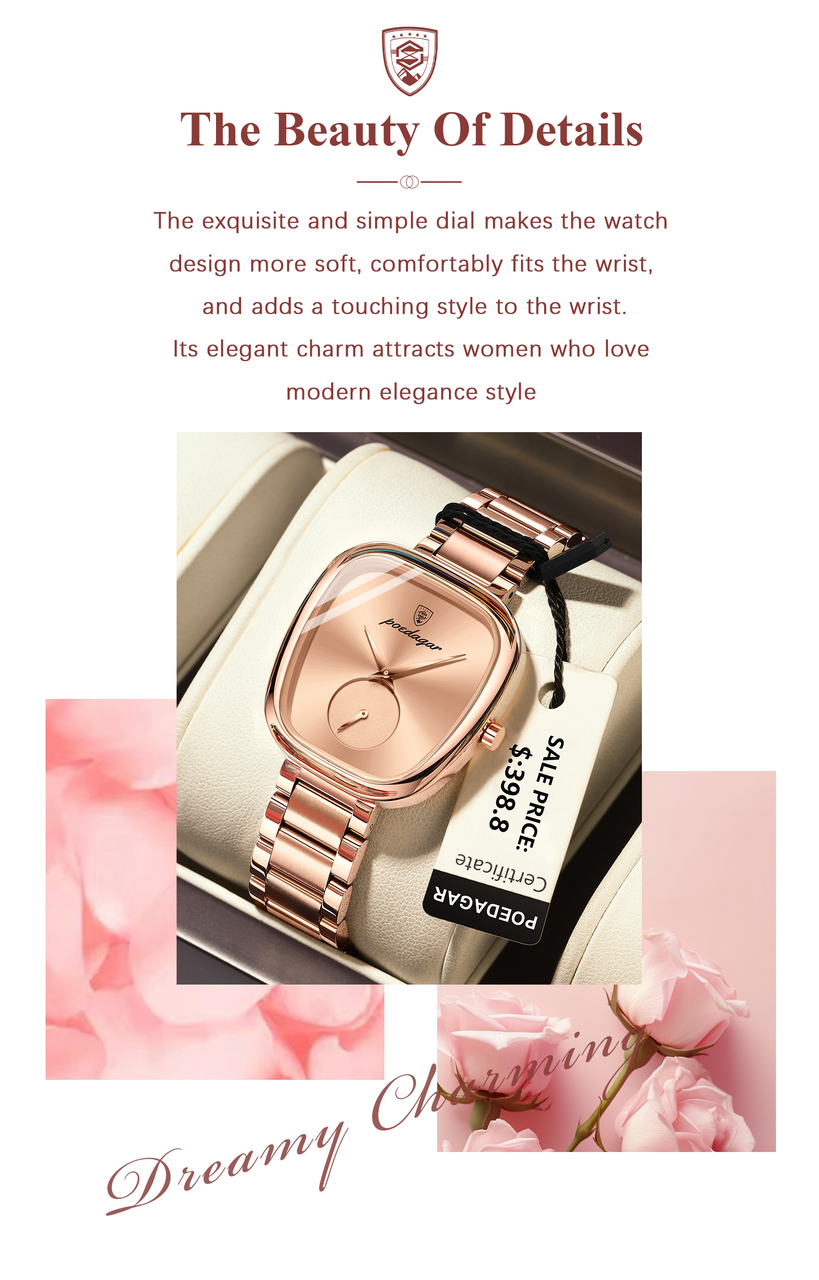 POEDAGAR Women Watch Luxury Rose Gold Watch for Women Original ...