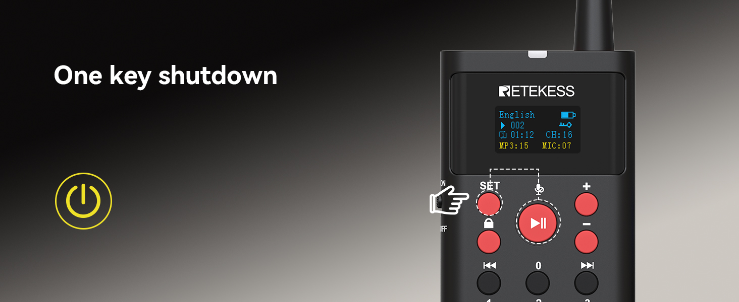 Retekess TT127 AudioGuide Integrated Tour Guide Receiver On-demand ...