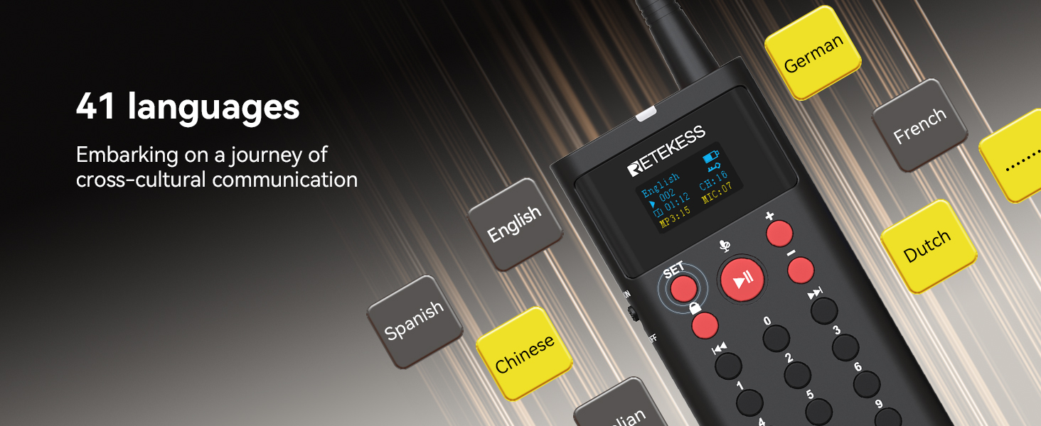 Retekess TT127 AudioGuide Integrated Tour Guide Receiver On-demand ...