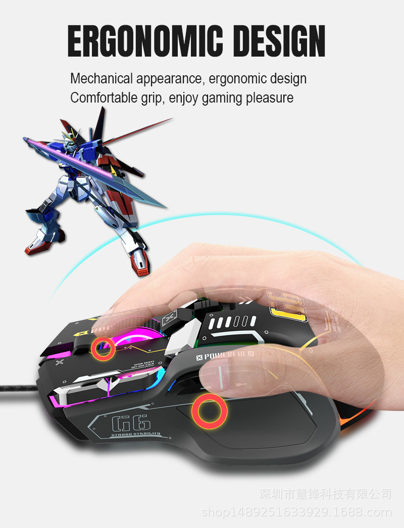 【Ready Stock】Mechanical Gaming Mouse Wired 12800DPI Gundam Ergonomic 10 ...