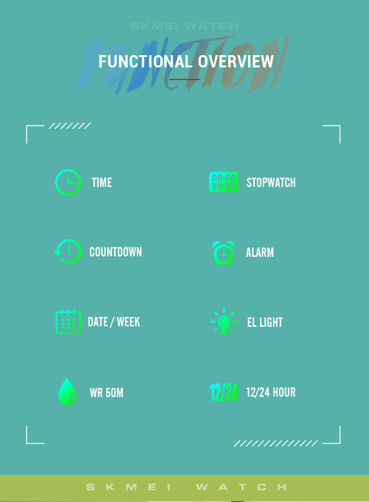 SKMEI 2218 Digital Sports Watch with Countdown & Stopwatch, 5 Bar Water ...