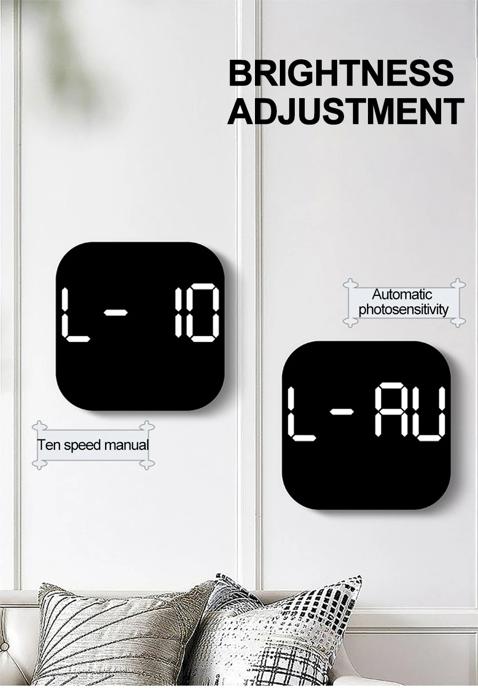 Led Digital Wall Clock Large Screen Time Temperature Date Week Display