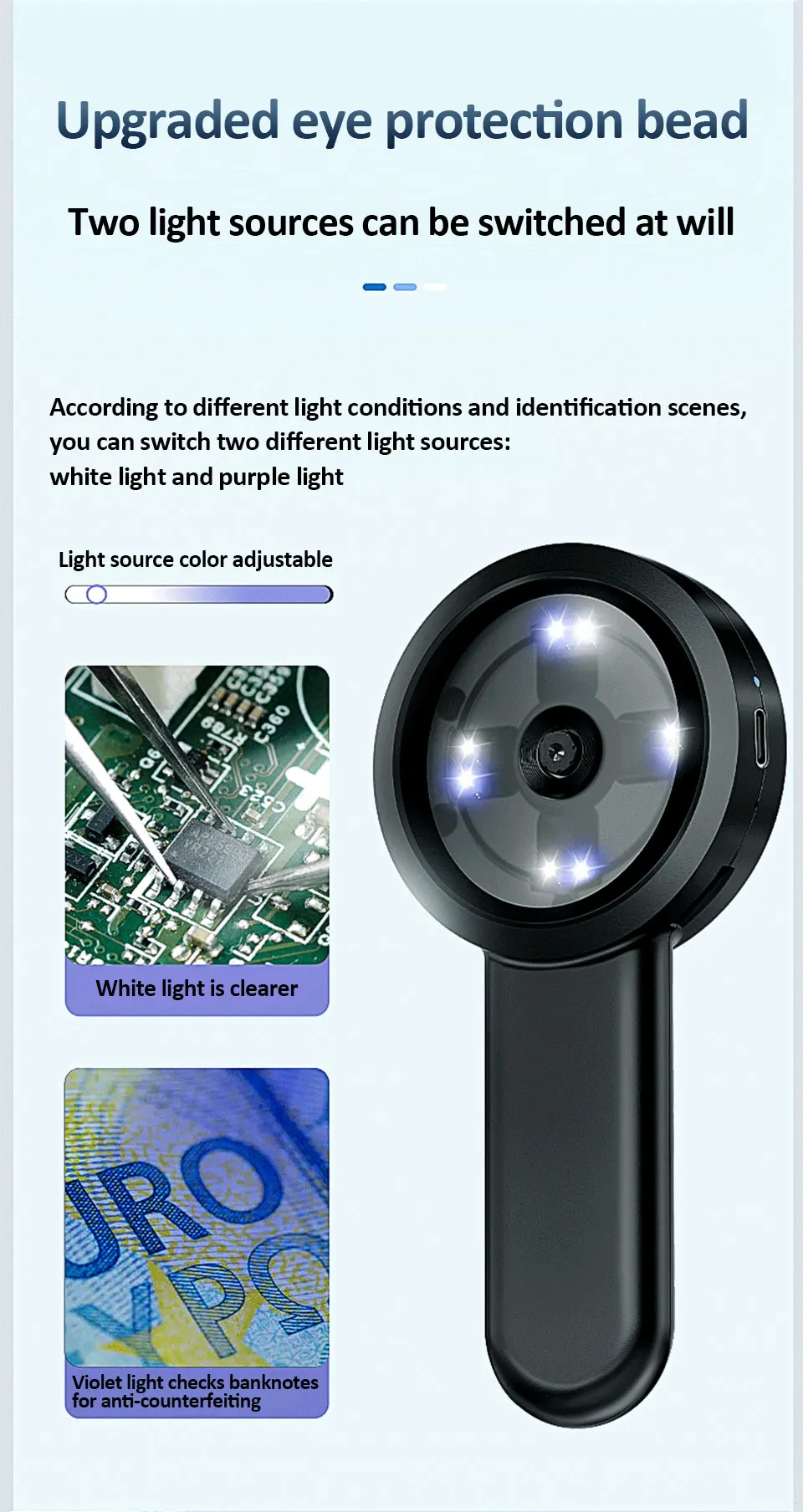 Handheld HD Magnifying Glass IPS Screen Rechargeable Portable ...