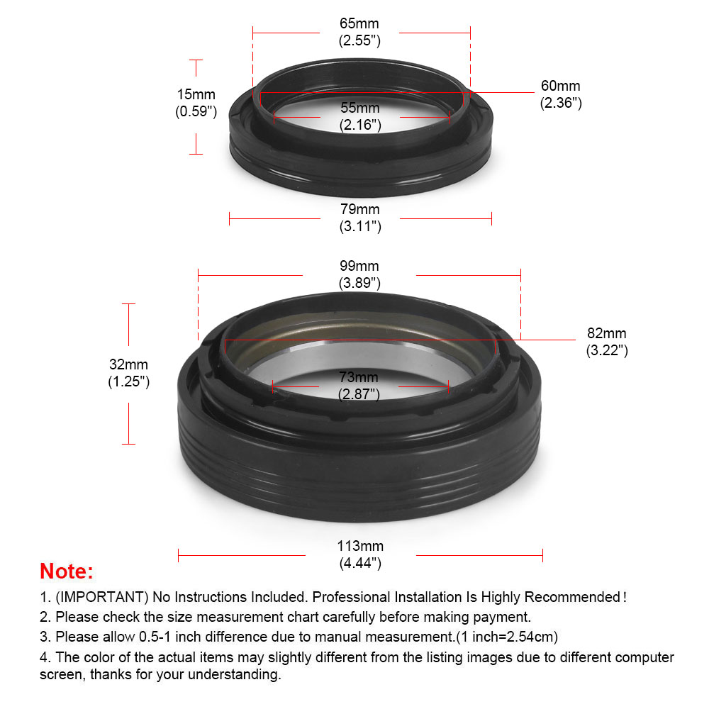 Front Axle Vaccum Knuckle & Tube Seal Kit For 1998-2004 Ford Super Duty F250 - F450 Dana 50 60 ...