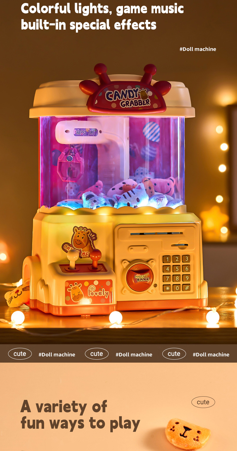Mini claw machine and piggy bank 2 in 1 toys for kids girl mesin capit ...
