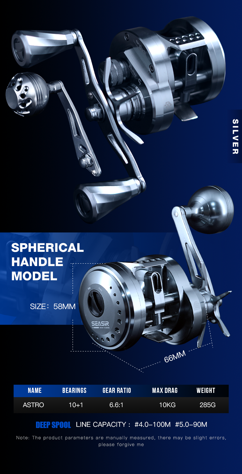 SEASIR ASTRO Round Reel CNC Aluminum Drum Baitcasting Reel Double ...