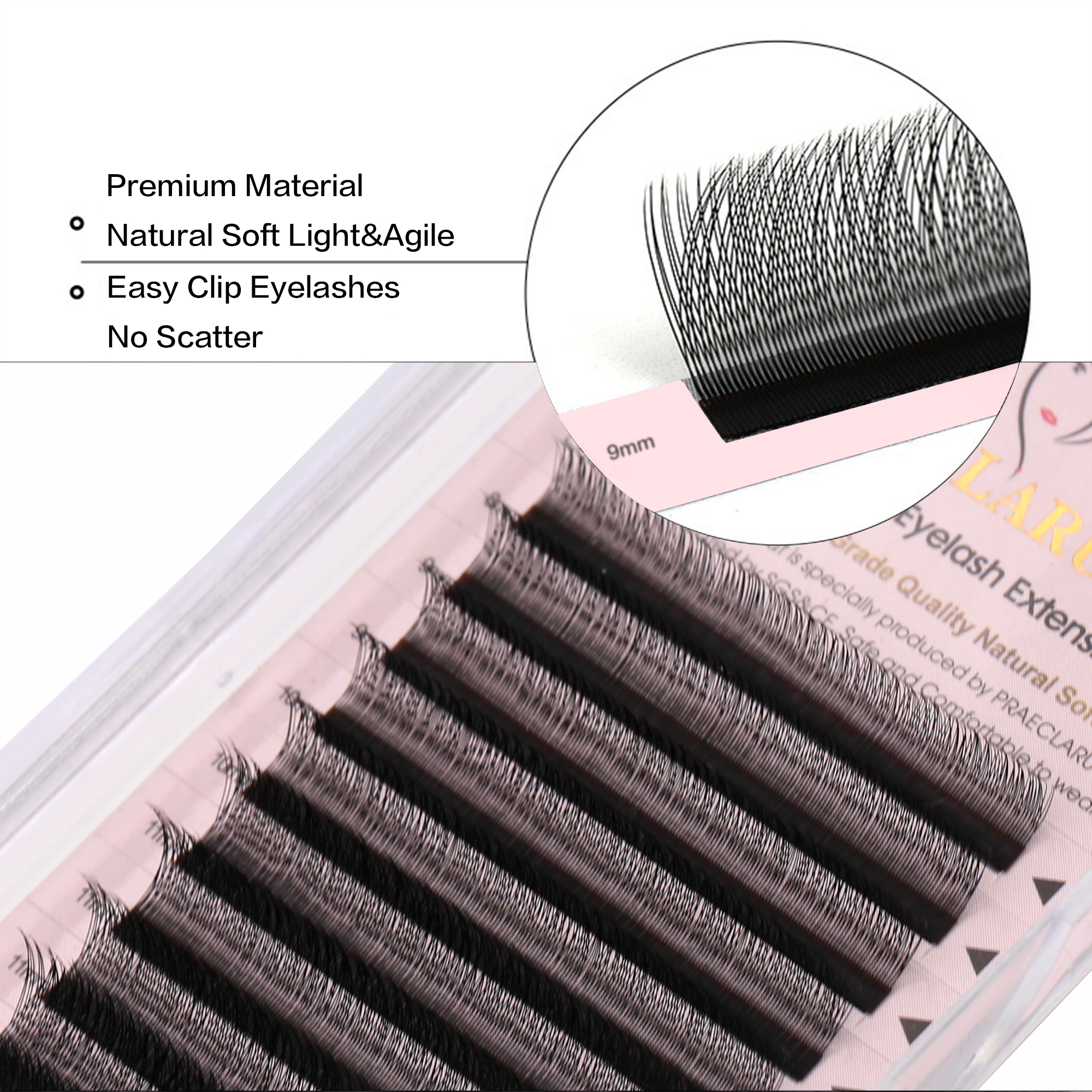 PRAECLARUS Volvet V Type Eyelashes Extension Thickness 0.07mm Handmade ...