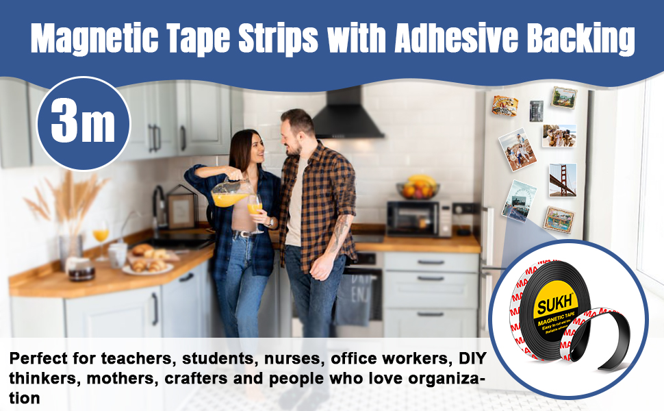 3M Magnetic Strip Tape Rolls - 10m*1cm Strong Magnet Tape with 3m ...