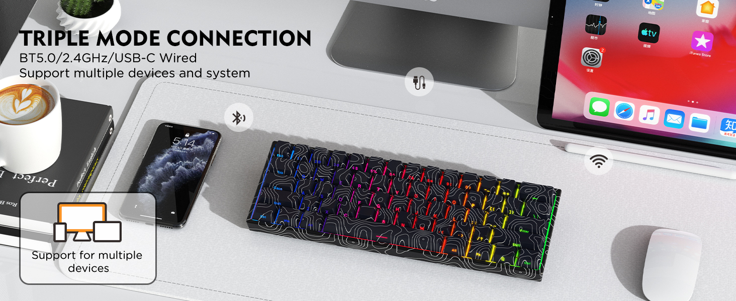 XVX M61 Pro Topographic 61 Keys Tri-Mode Mechanical keyboard ...