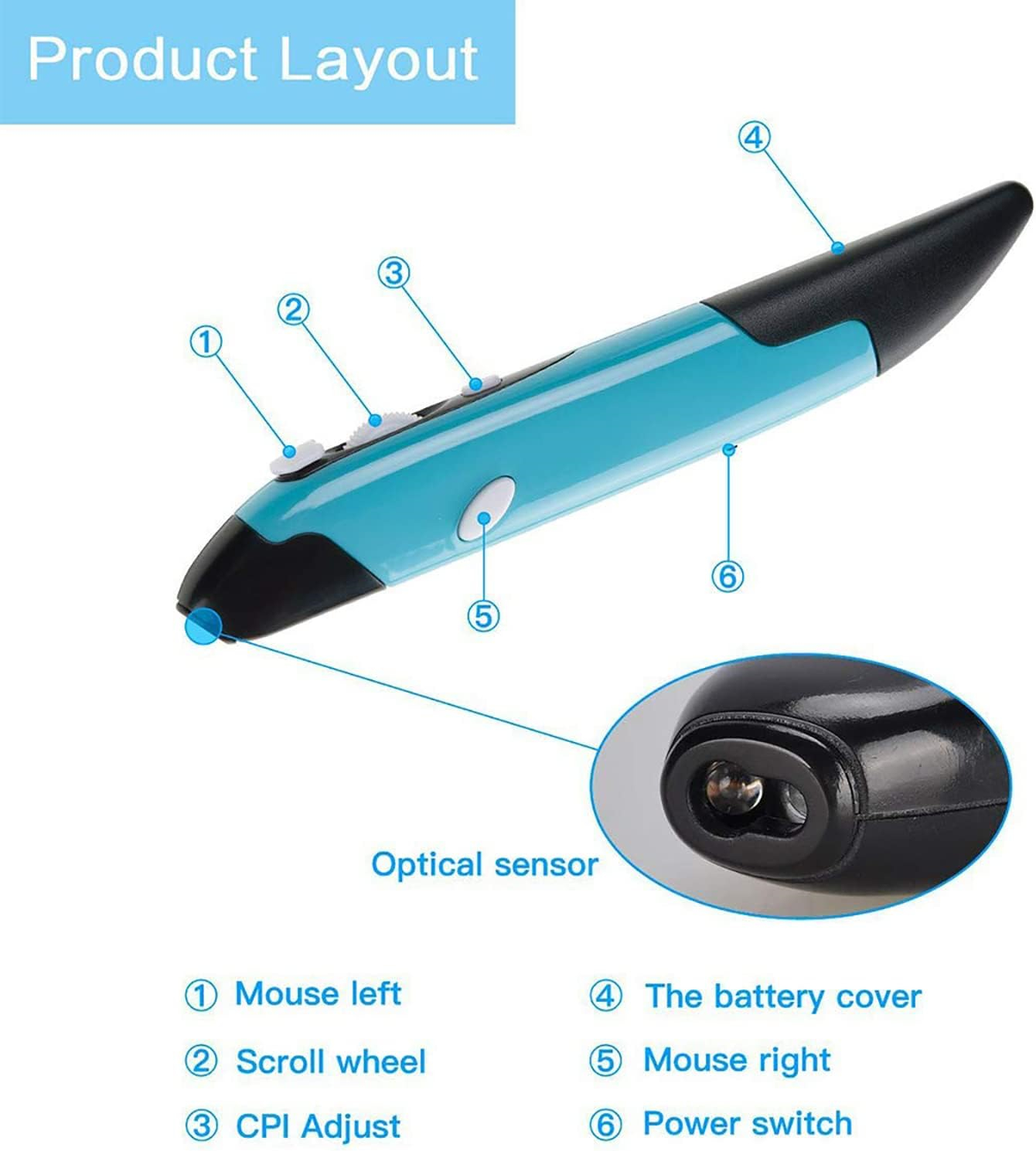 Wireless Optical Pocket Pen Mouse, 2.4GHZ USB Wireless Optical Pen ...