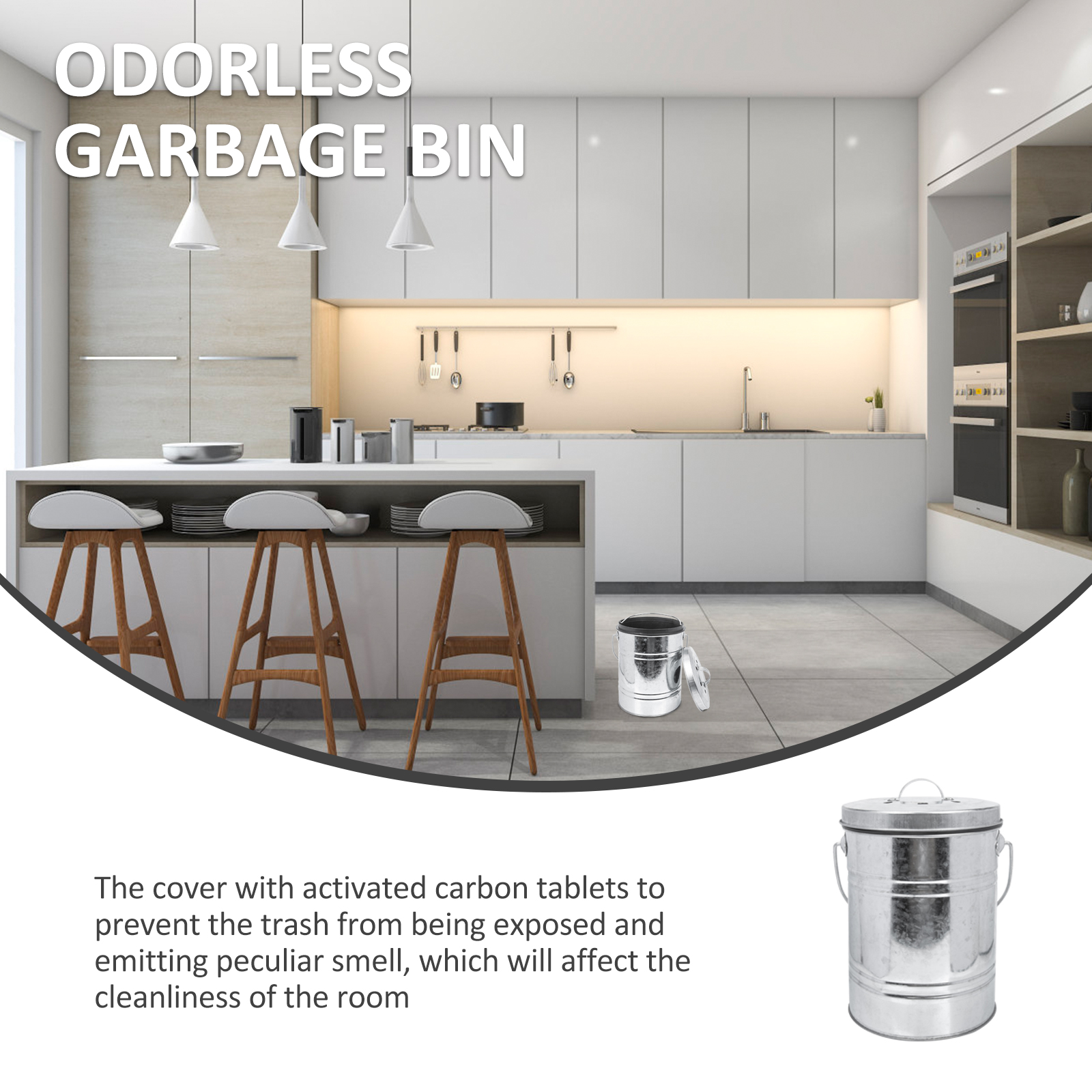 Compost Bin Kitchen Countertop Waste Trash Can Container Bucket Garbage ...
