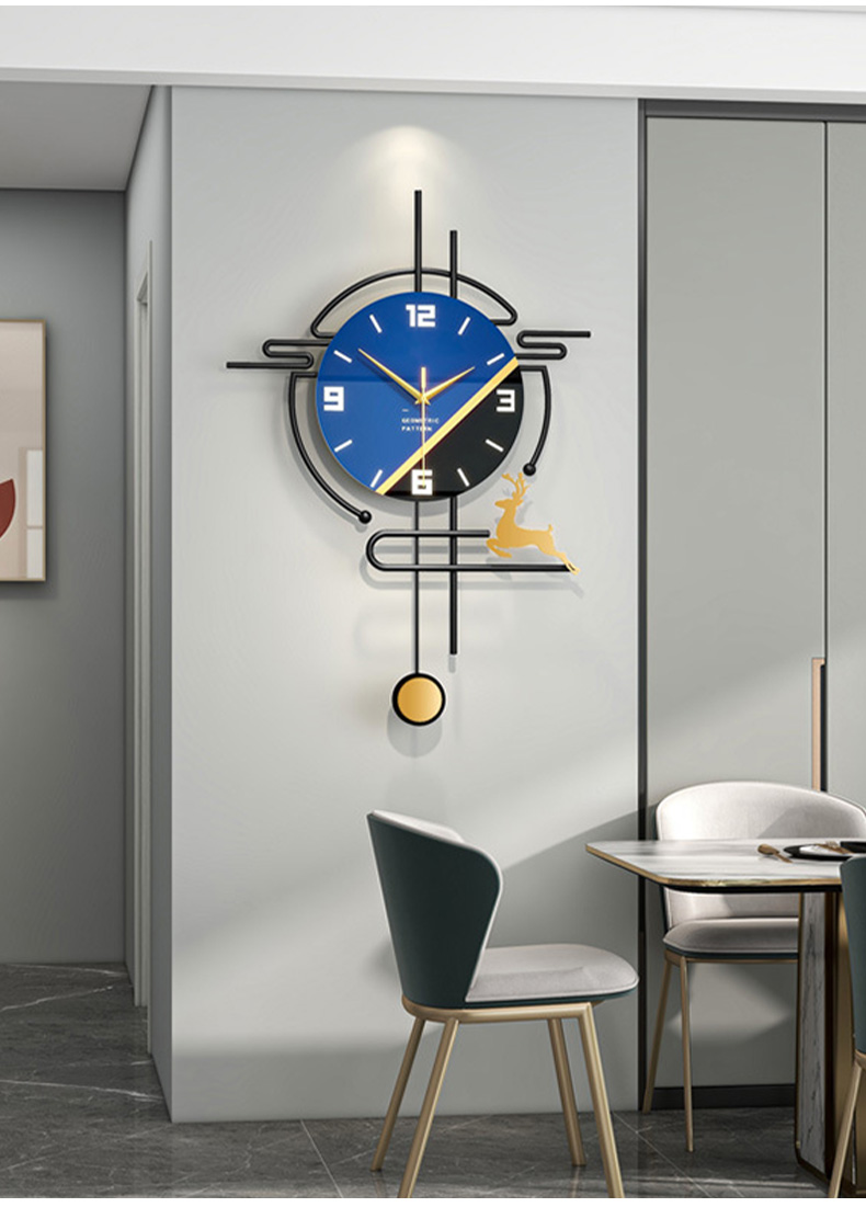 Large Minimalist Quartz Wall Clock With Pendulum,Silent And Non-ticking ...