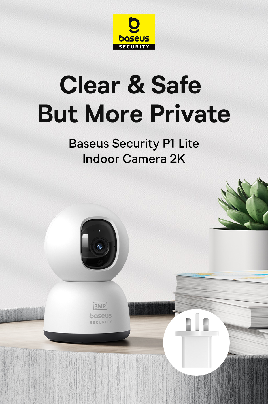 Baseus Security P1 Lite Indoor Camera 2K 3MP Pan & Tilt Smart WiFi ...