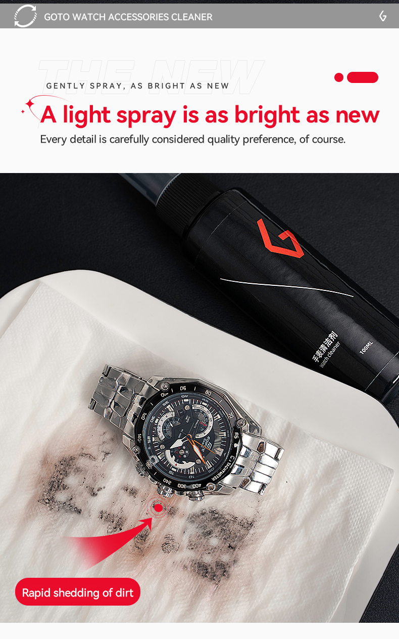 GOTO Watch and Strap Cleaner Clear Watch Renewal Watch Cleaner Solution ...